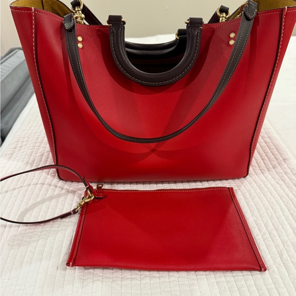 Coach | Bags | Coach Rae Tote Bag In Red Leather With Pouch | Poshmark